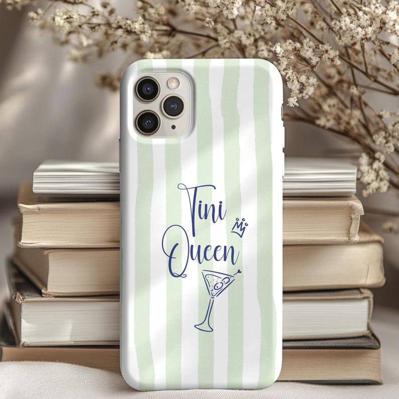Tini Queen Striped Girly iPhone Case 15 16 Cute Aesthetic Doodle iPhone ...