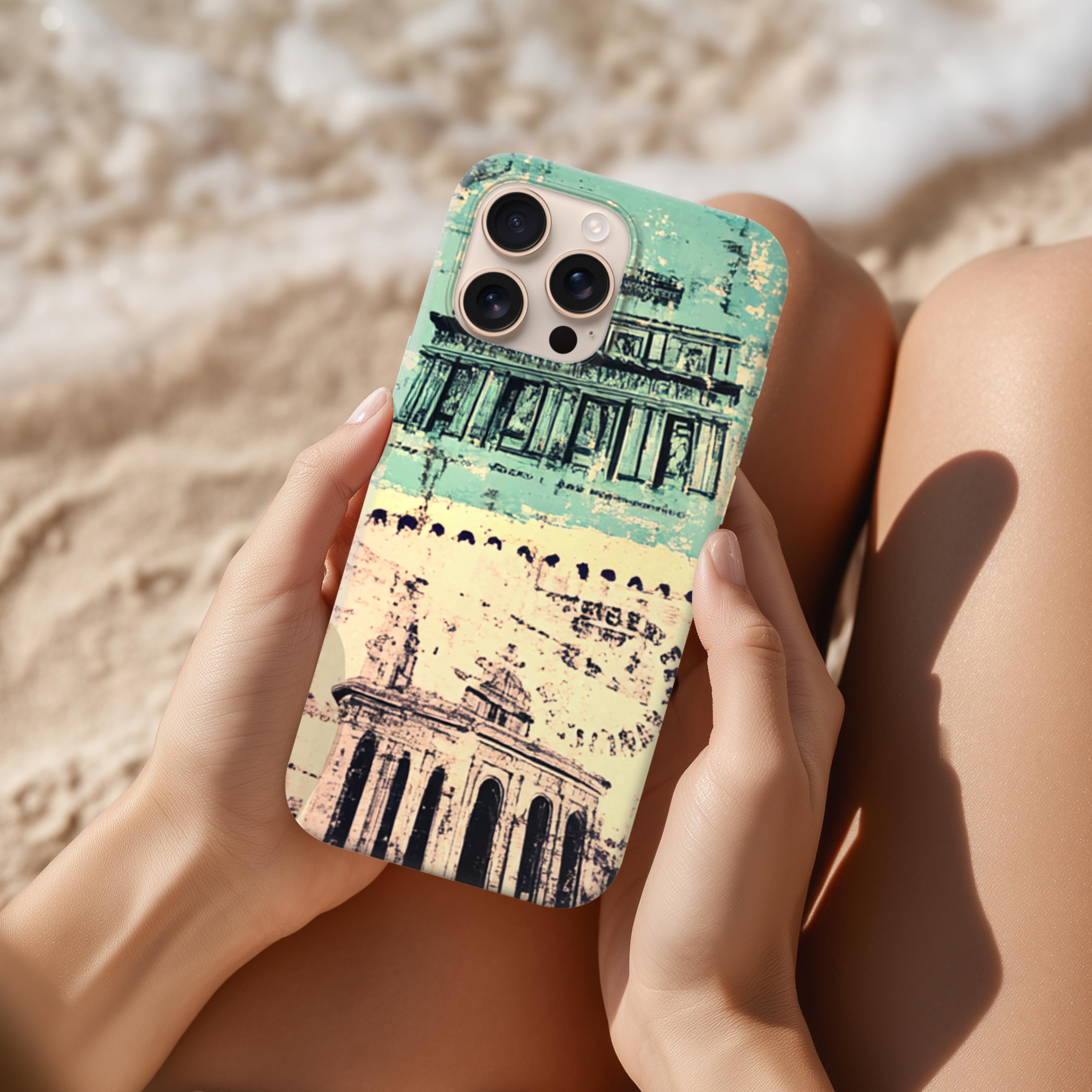 Vintage Grunge Landmark iPhone Case Retro Travel Landmark Collage Cover ...