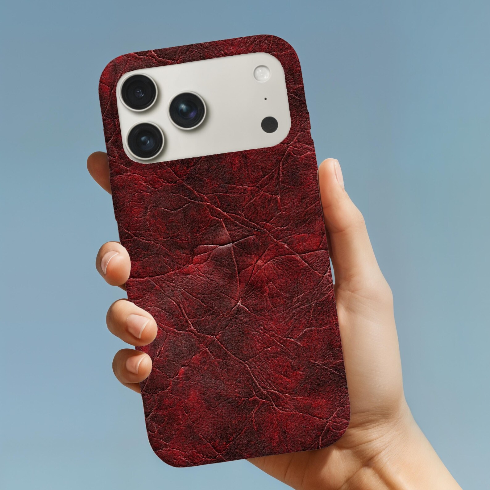 Vintage Rugged Style Burgundy Wine Faux Leather Texture Protective ...