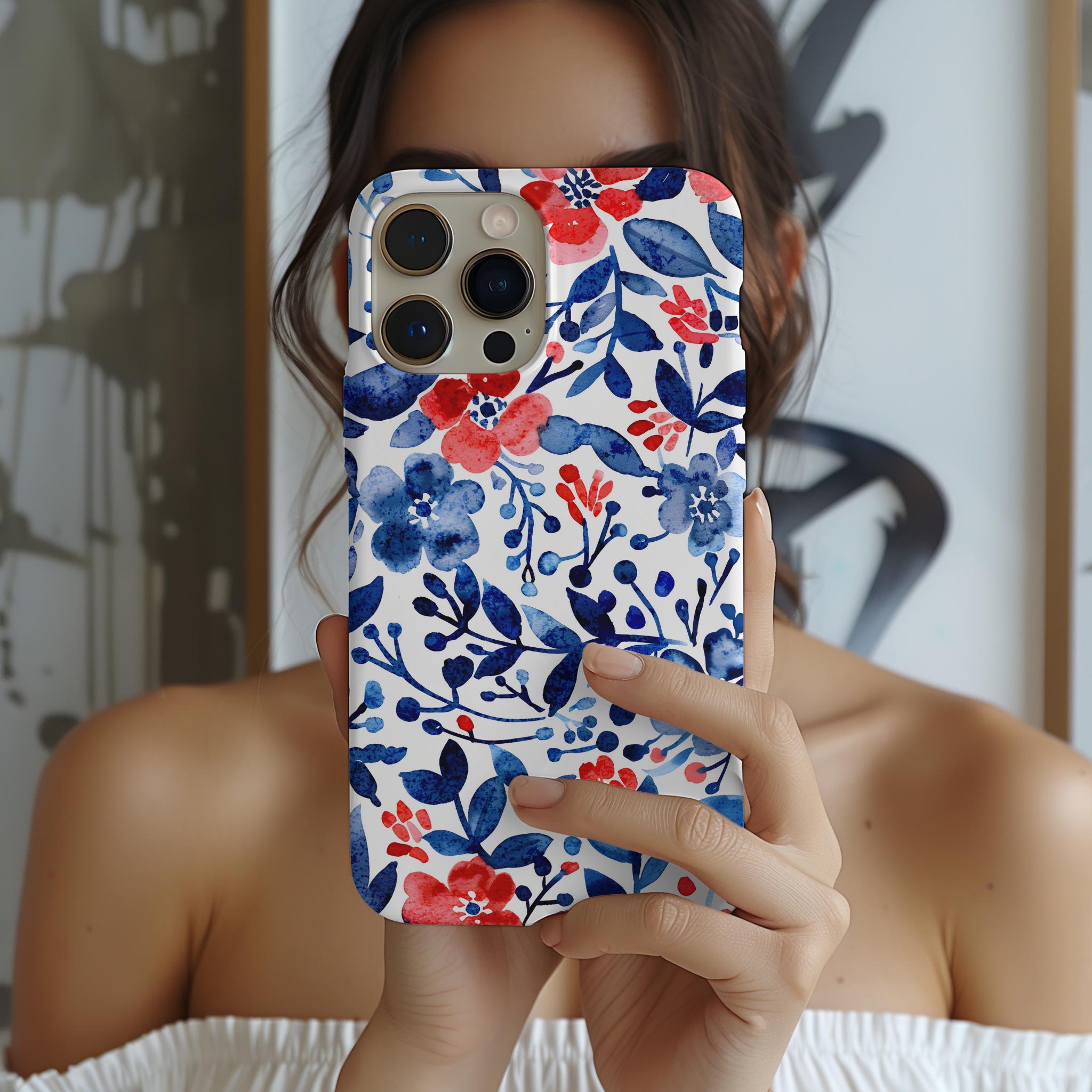 Red & Blue Watercolor Floral Phone Case: Iphone, Samsung, Pixel - Etsy