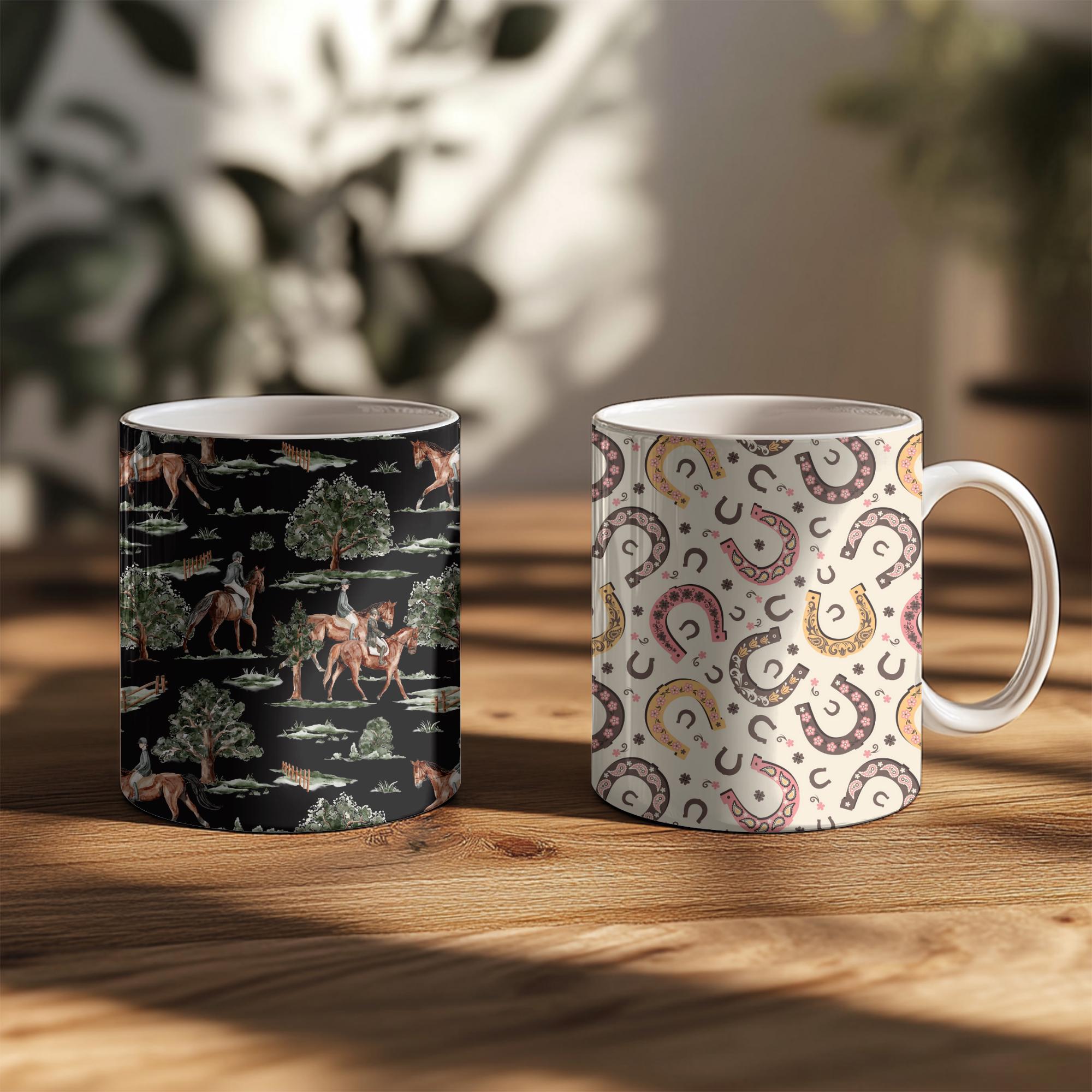 Cowboy Horse Rider Coffee Mug: Rustic Western Ranch Farmhouse Kitchen ...