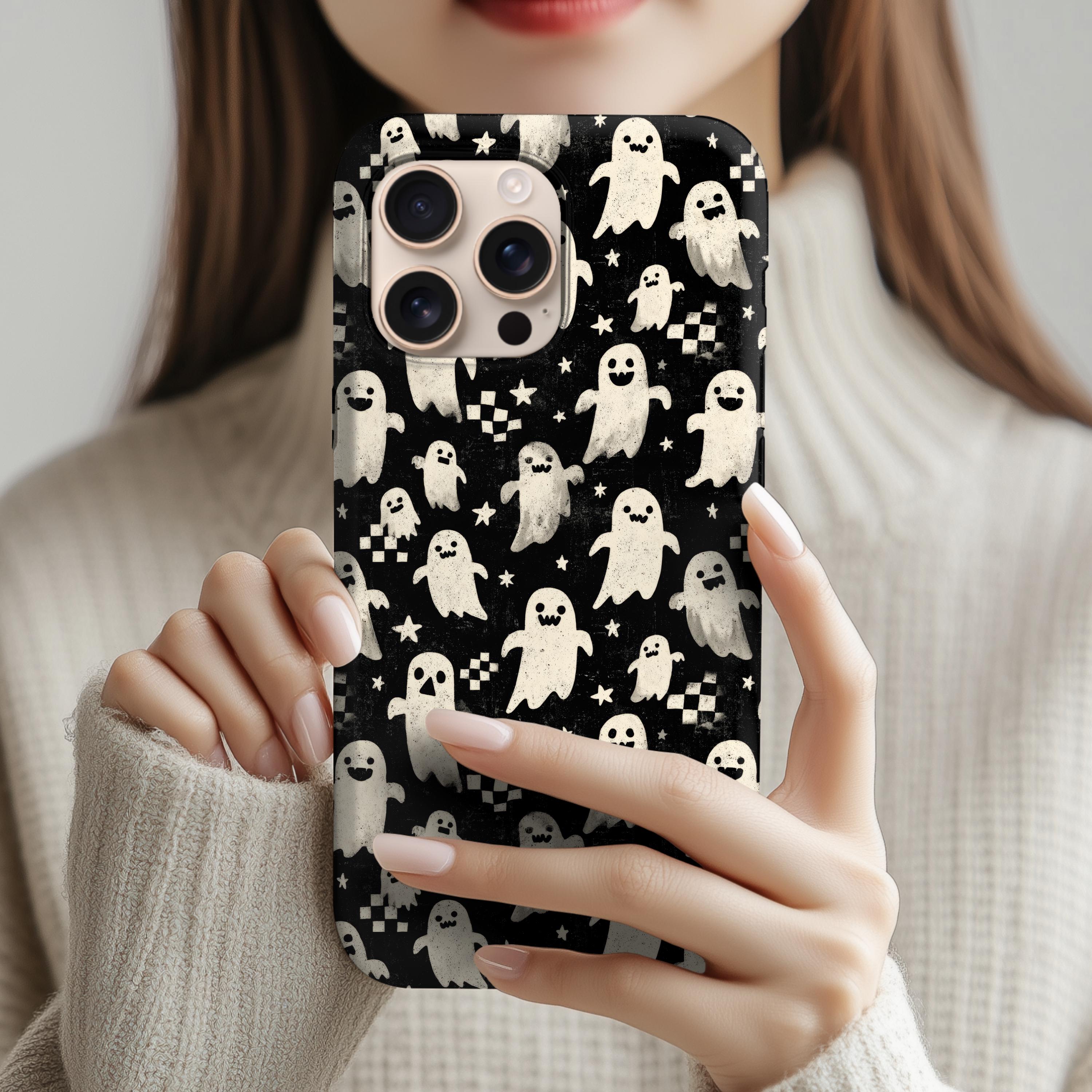 Spooky Halloween Ghost iPhone Case, Aesthetic Black and White Gothic ...