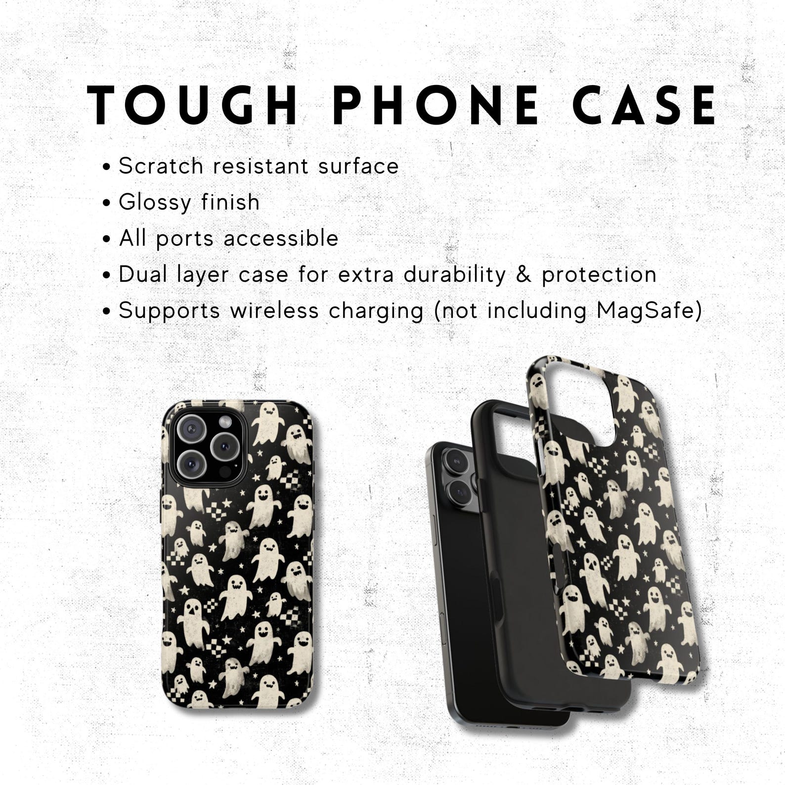 Spooky Halloween Ghost iPhone Case, Aesthetic Black and White Gothic ...