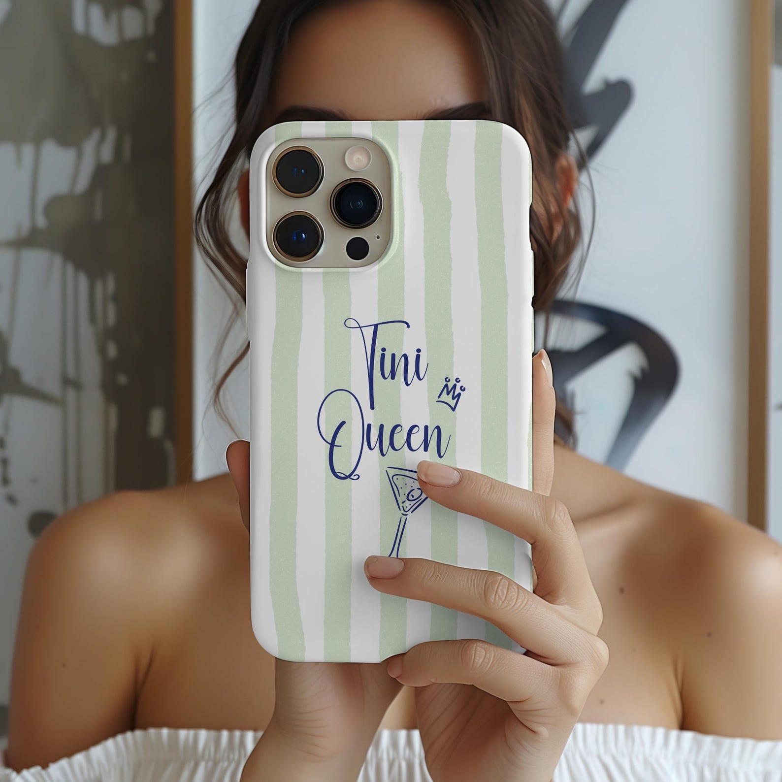 Tini Queen Striped Girly iPhone Case 15 16 Cute Aesthetic Doodle iPhone ...