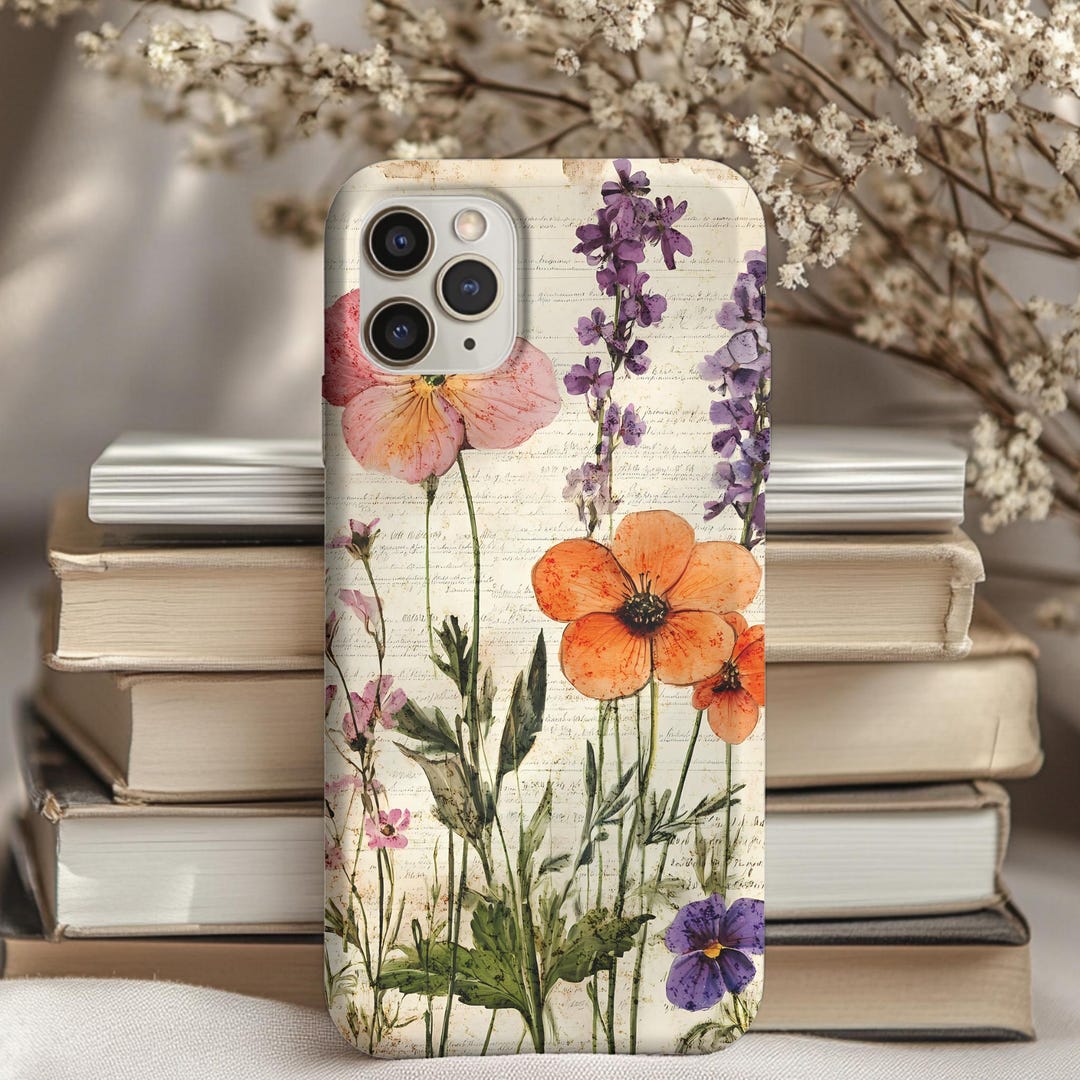 Poppy Lavender Phone Case Aesthetic Botanical Vintage Tough Phone Case ...