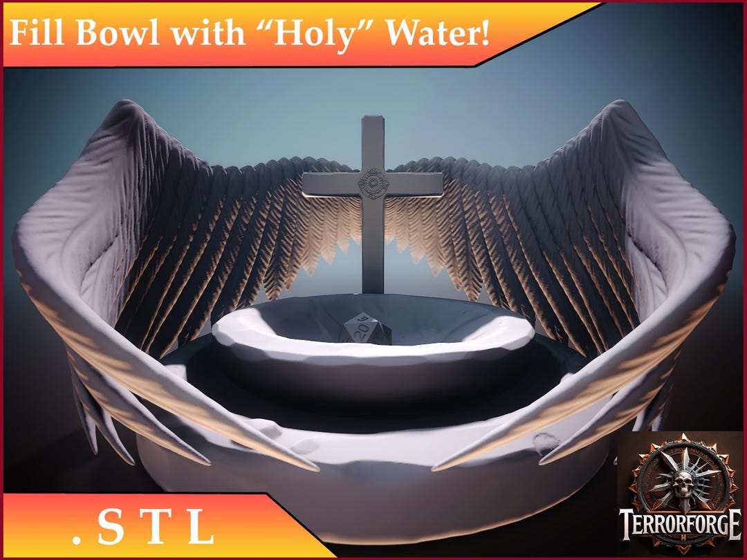 Angelic D20 Dice Bowl: Baptism Font, Dnd Accessories (STL Print File ...