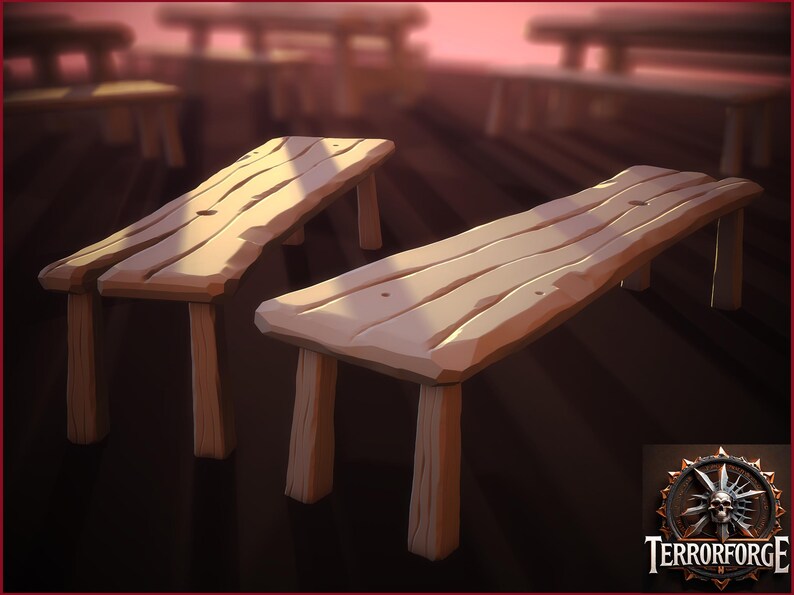 Fantasy Table and Bench STL File Dnd D&D RPG Tavern Prop Scenery ...
