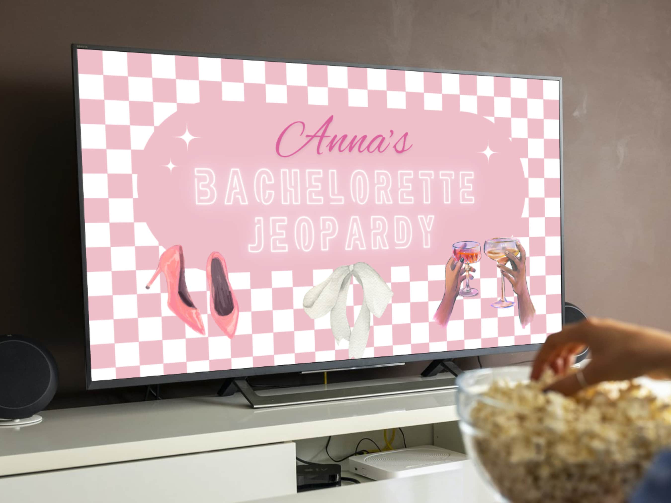 Bachelorette Jeopardy | Coquette Pink Template | Canva Powerpoint ...