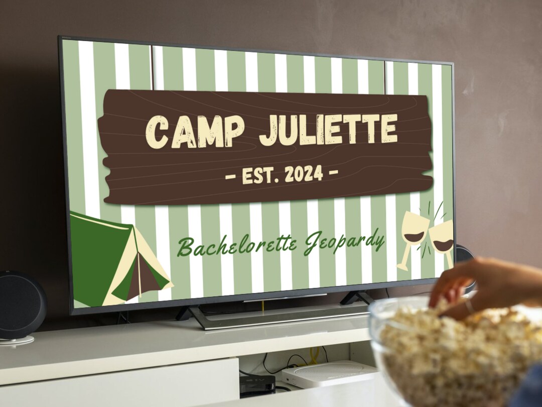 Bachelorette Jeopardy | Green Camp Bach Template | Canva Powerpoint ...