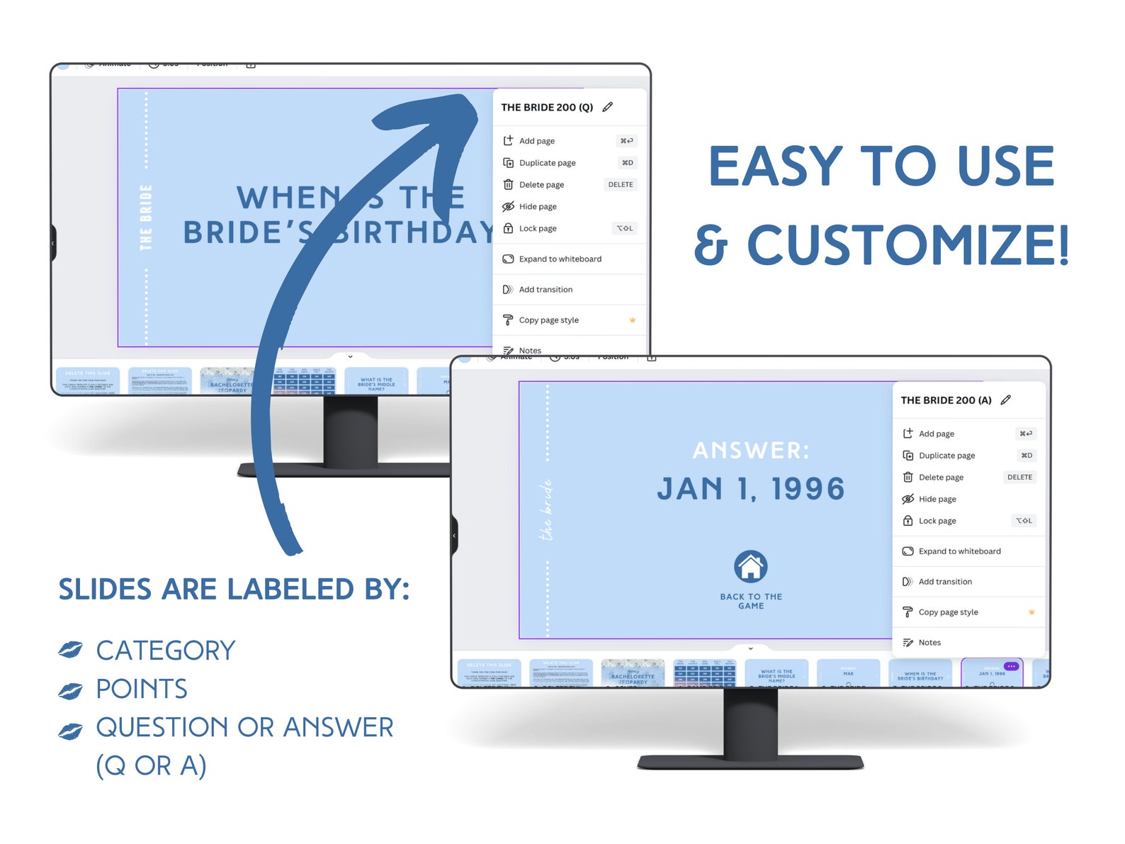 Bachelorette Jeopardy Game: Coastal Blue Editable Template (digital ...
