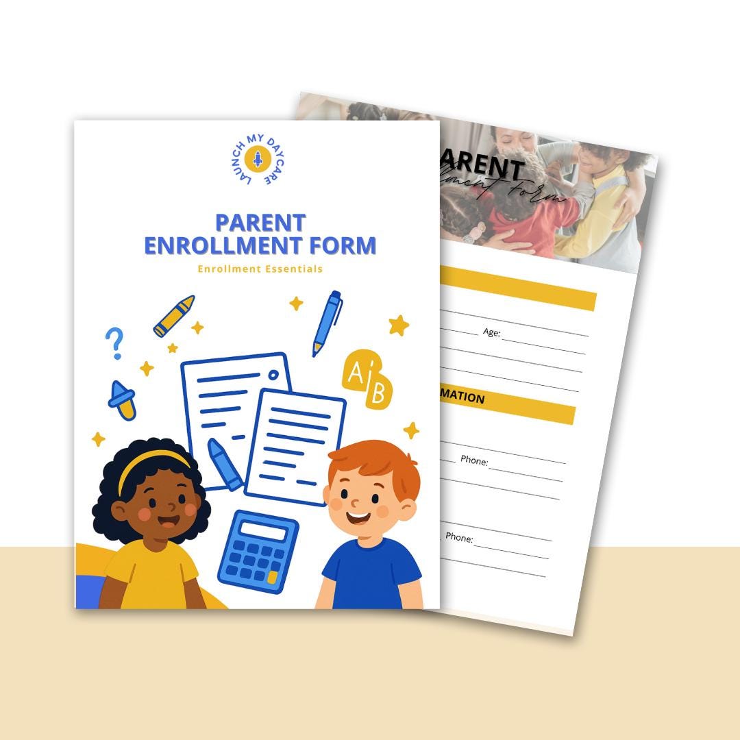 Parent Enrollment Form – Printable Childcare Registration Form for ...