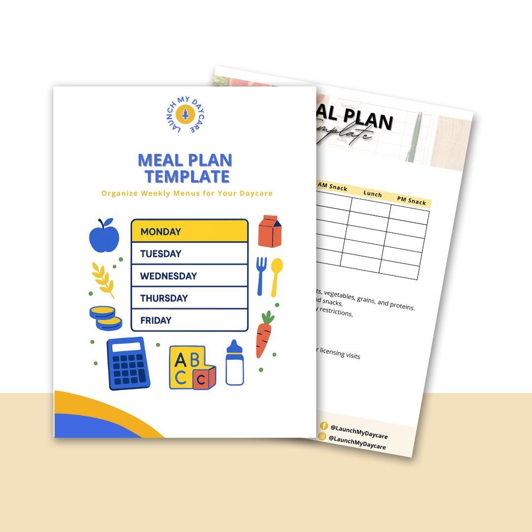 Meal Plan Template – Weekly Daycare Menu Planner | Printable Childcare ...