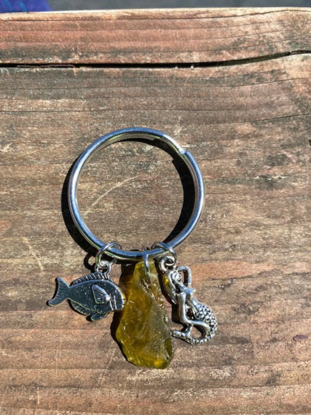 Yellow Sea Glass Key Chain | Beach Glass | Sea Glass Accessories | Sea ...