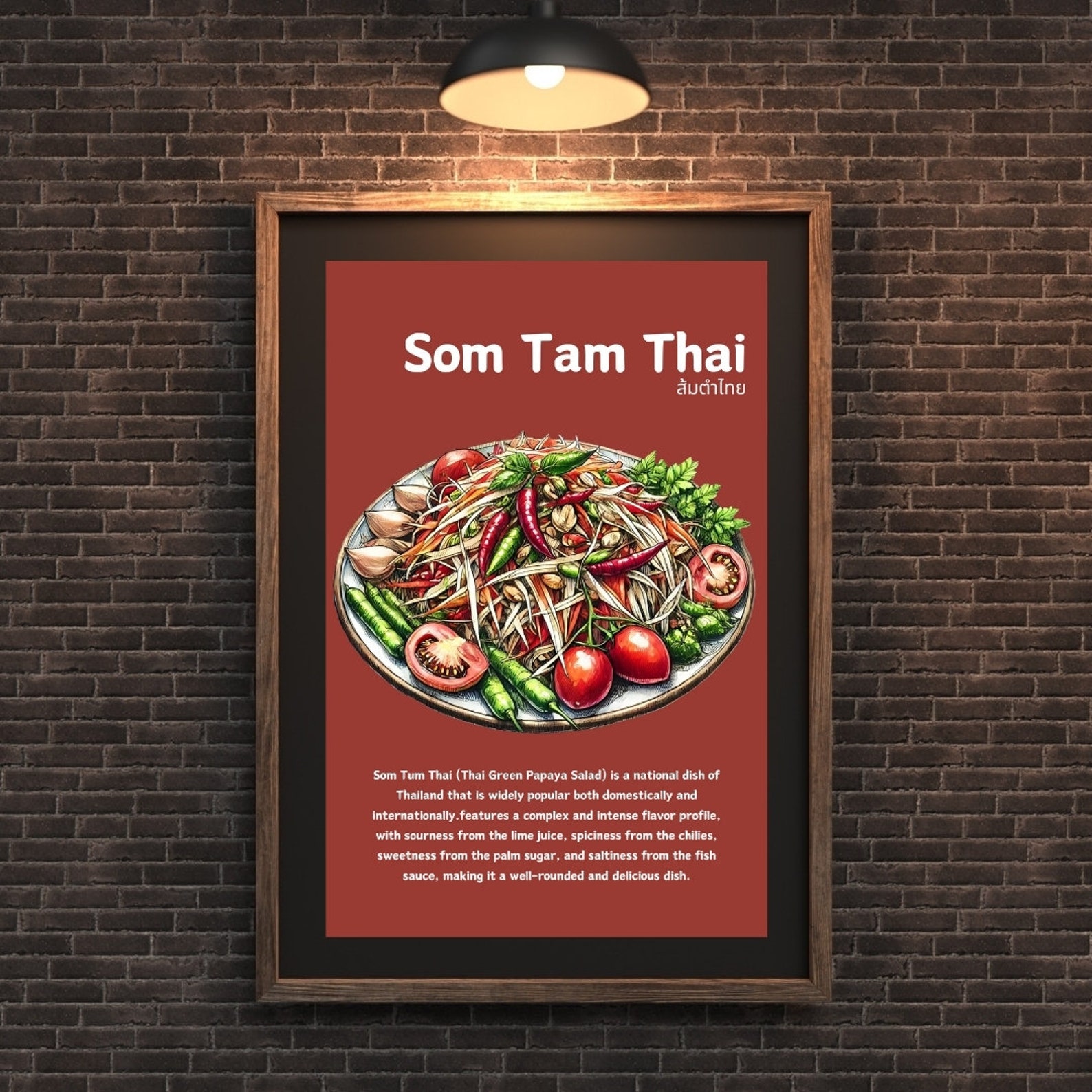 Thai Food Som Tam Thai Poster ,wall Art Decor,authentic Thai Cuisine ...