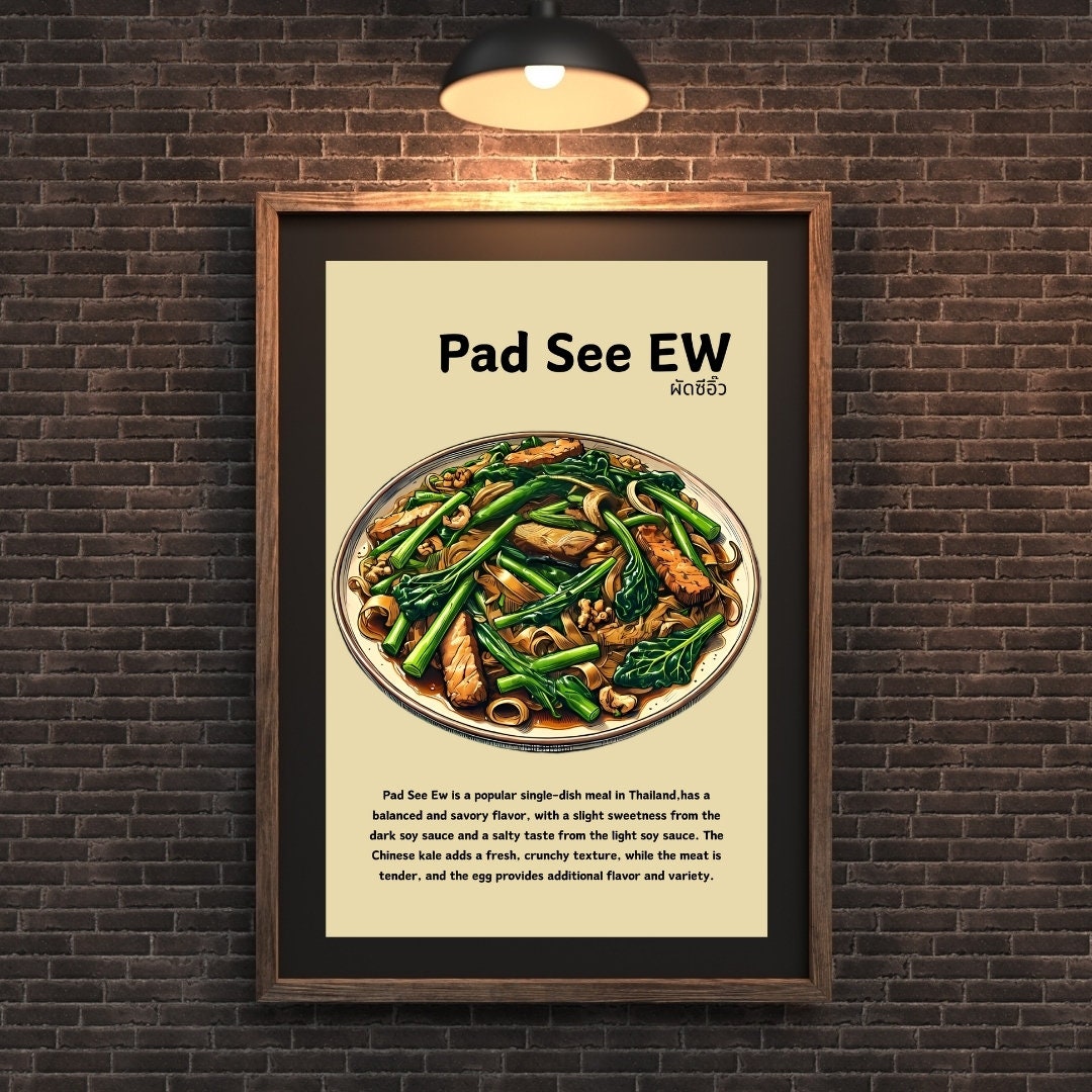 Thai Food Pad See EW Poster,wall Art Decor,authentic Thai Cuisine ...
