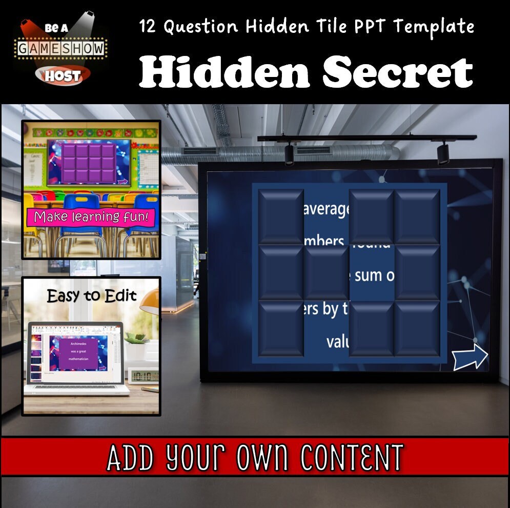 12 Question Hidden Tile PPT Template: Hidden Secret - Etsy
