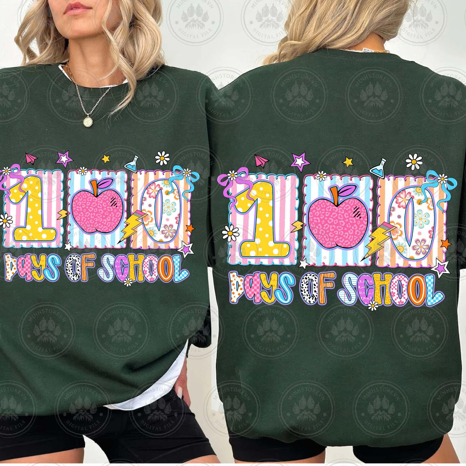 Preppy 100 Days of School PNG, Retro Happy 100 Days, Teacher 100 Days ...
