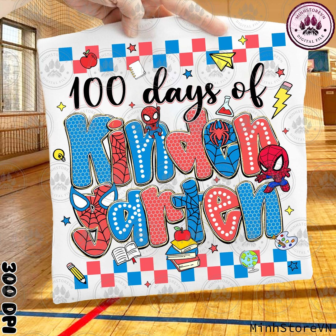 100 Days of School Kindergarten Png, Superhero School Png, 100th Day of ...