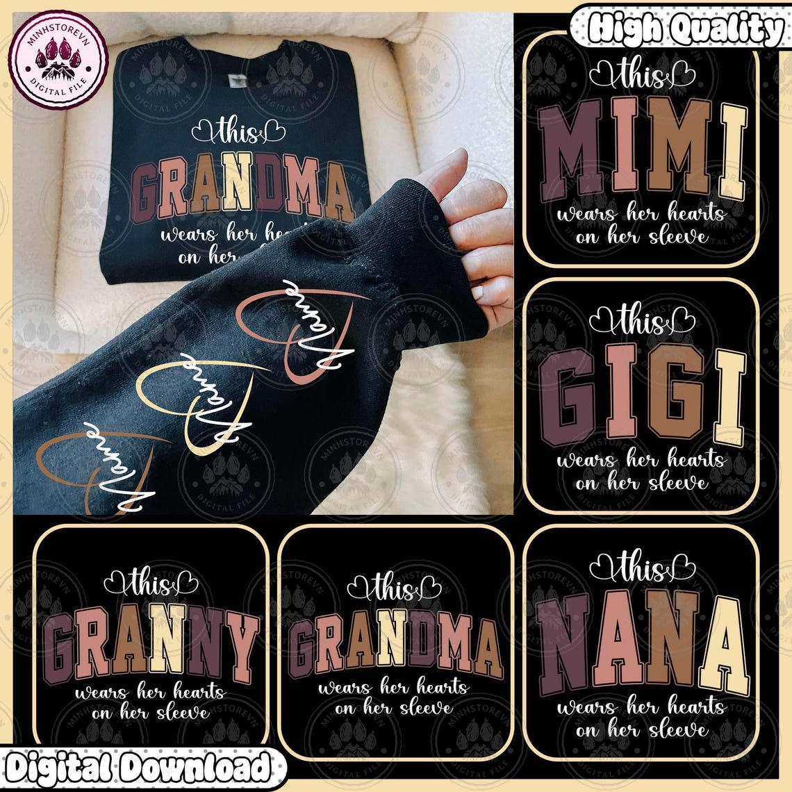 Mother's Day Svg, Custom This Mama/grandma/nana Wears Her Heart on Her ...