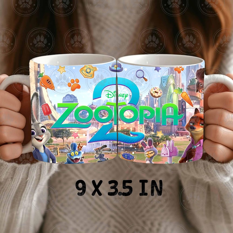 Funny Movie Bunny and Fox 2 Mug Wrap Design, Cartoon 11oz Mug Template ...