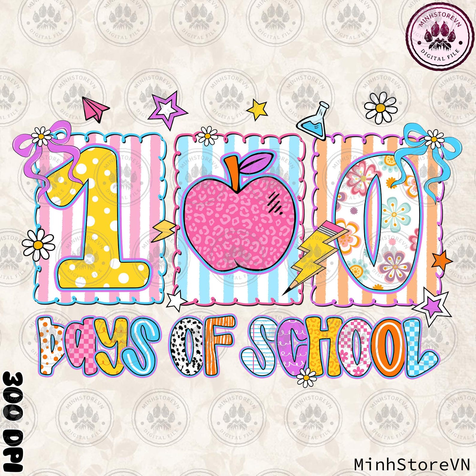 Preppy 100 Days of School PNG, Retro Happy 100 Days, Teacher 100 Days ...