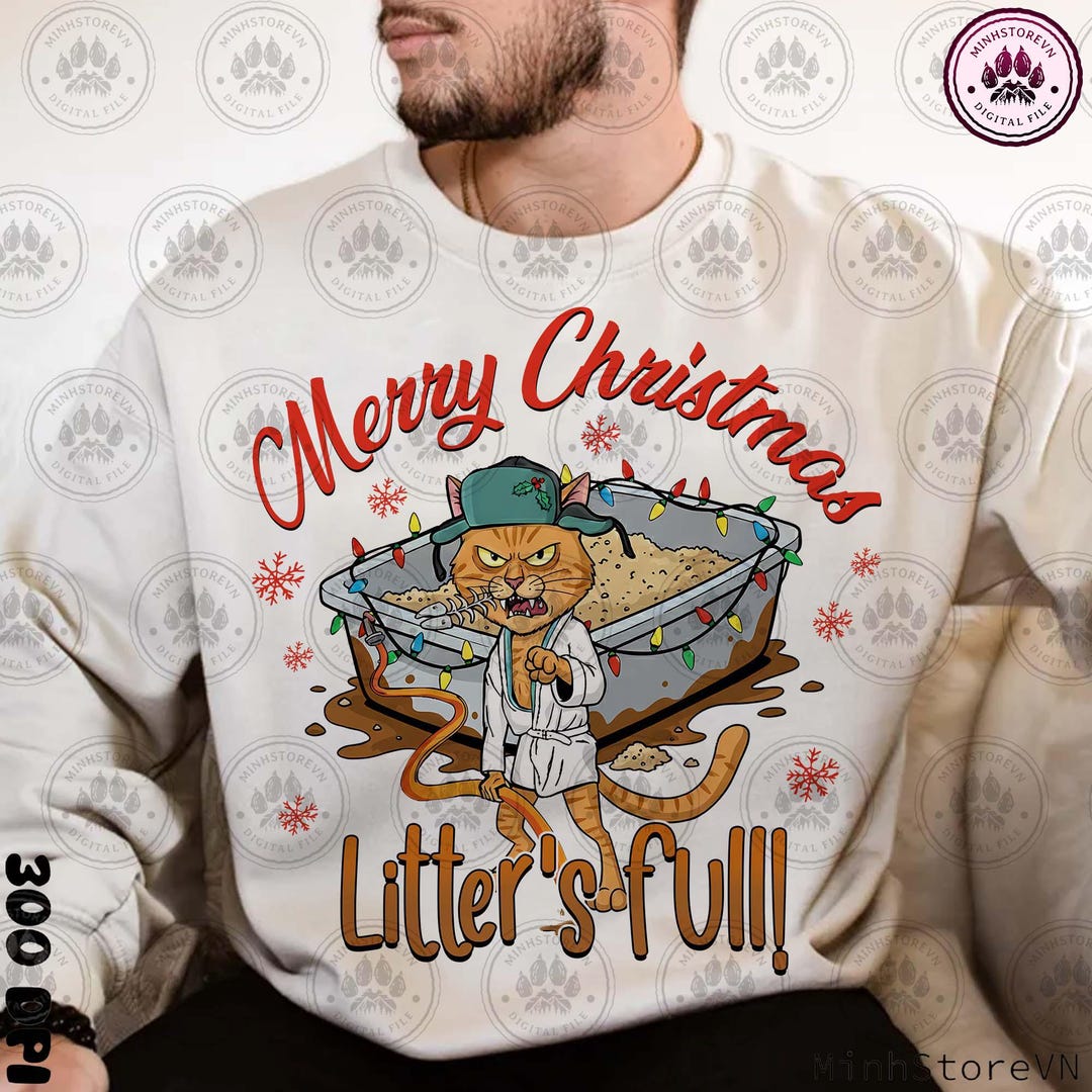 1. Litter's Full Christmas Cat Png, Funny Holiday Cat Png, Litters Full ...