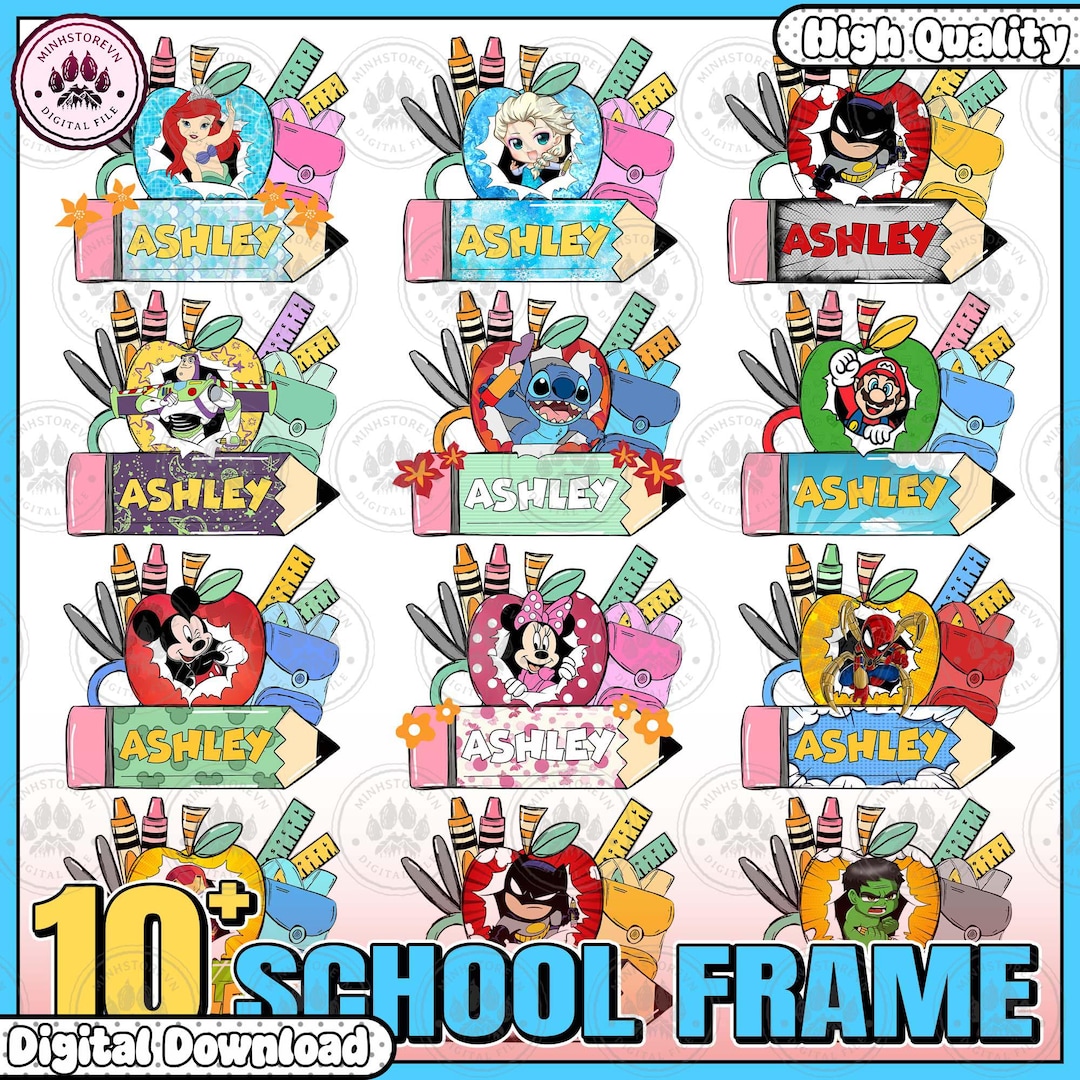 10+ CUSTOM Cartoon Name Kids Png Bundle, Bright Dots Pencil Png, Custom ...