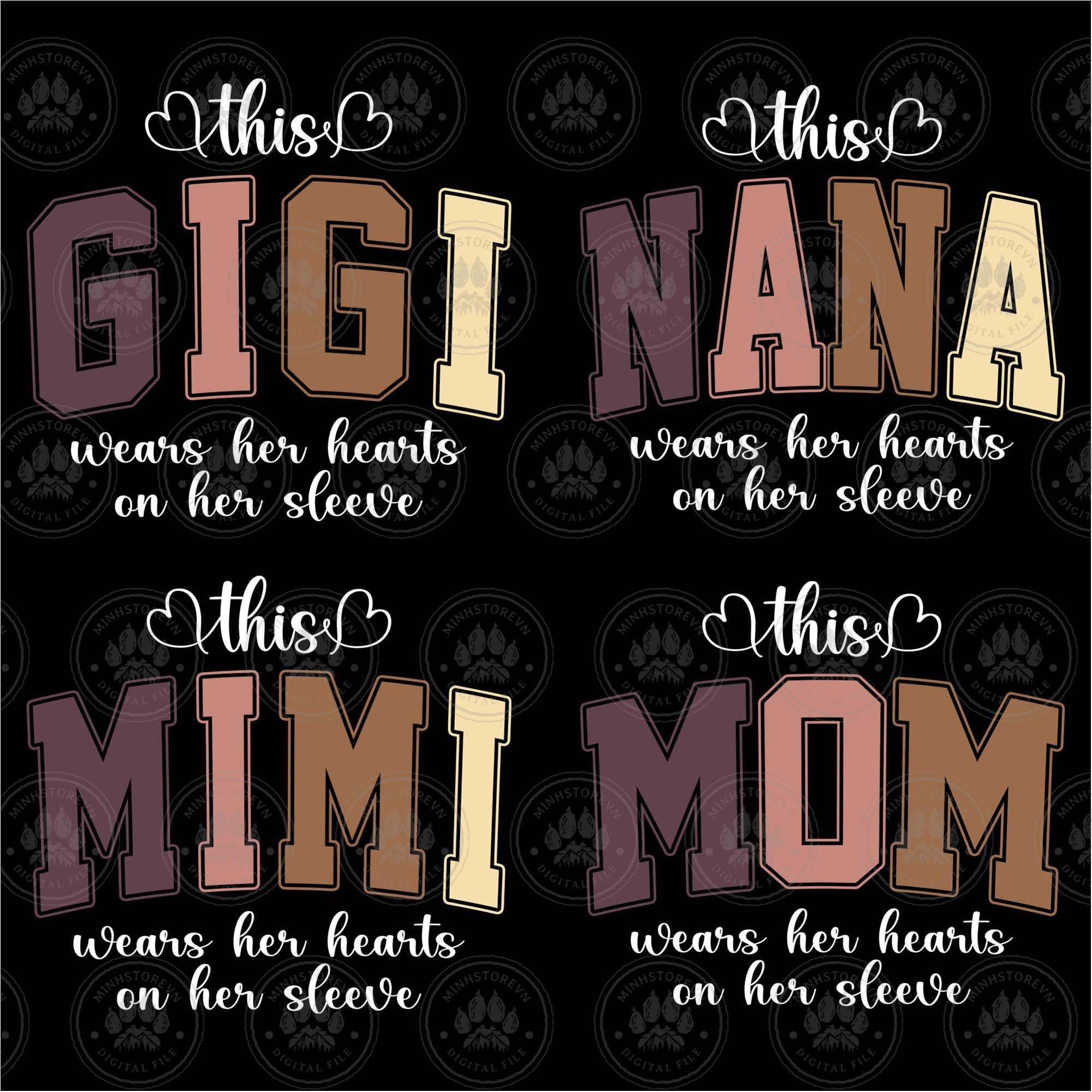 Mother's Day Svg, Custom This Mama/grandma/nana Wears Her Heart on Her ...