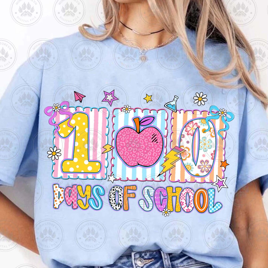 Preppy 100 Days of School PNG, Retro Happy 100 Days, Teacher 100 Days ...