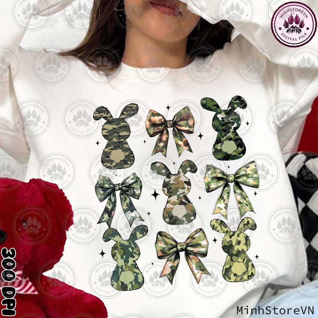 Easter Retro Bow Png, Camo Coquette Bow Png, Retro Camo Coquette Bow ...