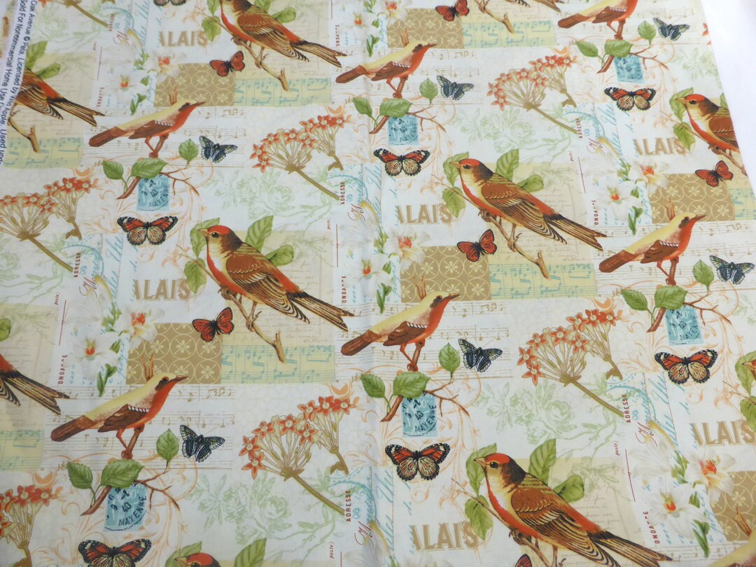 David Textiles Inc Oak Island Pela by Wild Apple Bird Print Fabric 100 ...