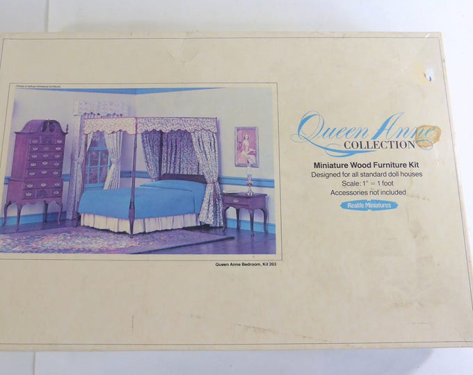 Vintage Queen Anne Collection Miniature Wood Furniture Kit Bedroom Kit ...