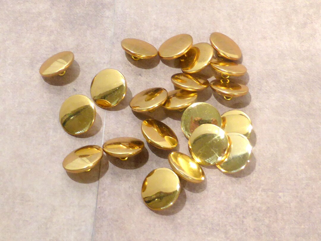Gold Tone Round Metal Buttons With Shank 7/8 Inches in Diameter Lot of ...