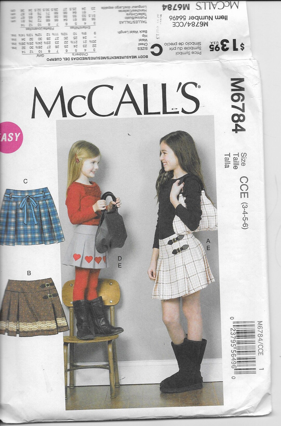 Mccalls M6784 Easy Girls Pleated Kilt Skirt Pattern and Purse Pattern ...