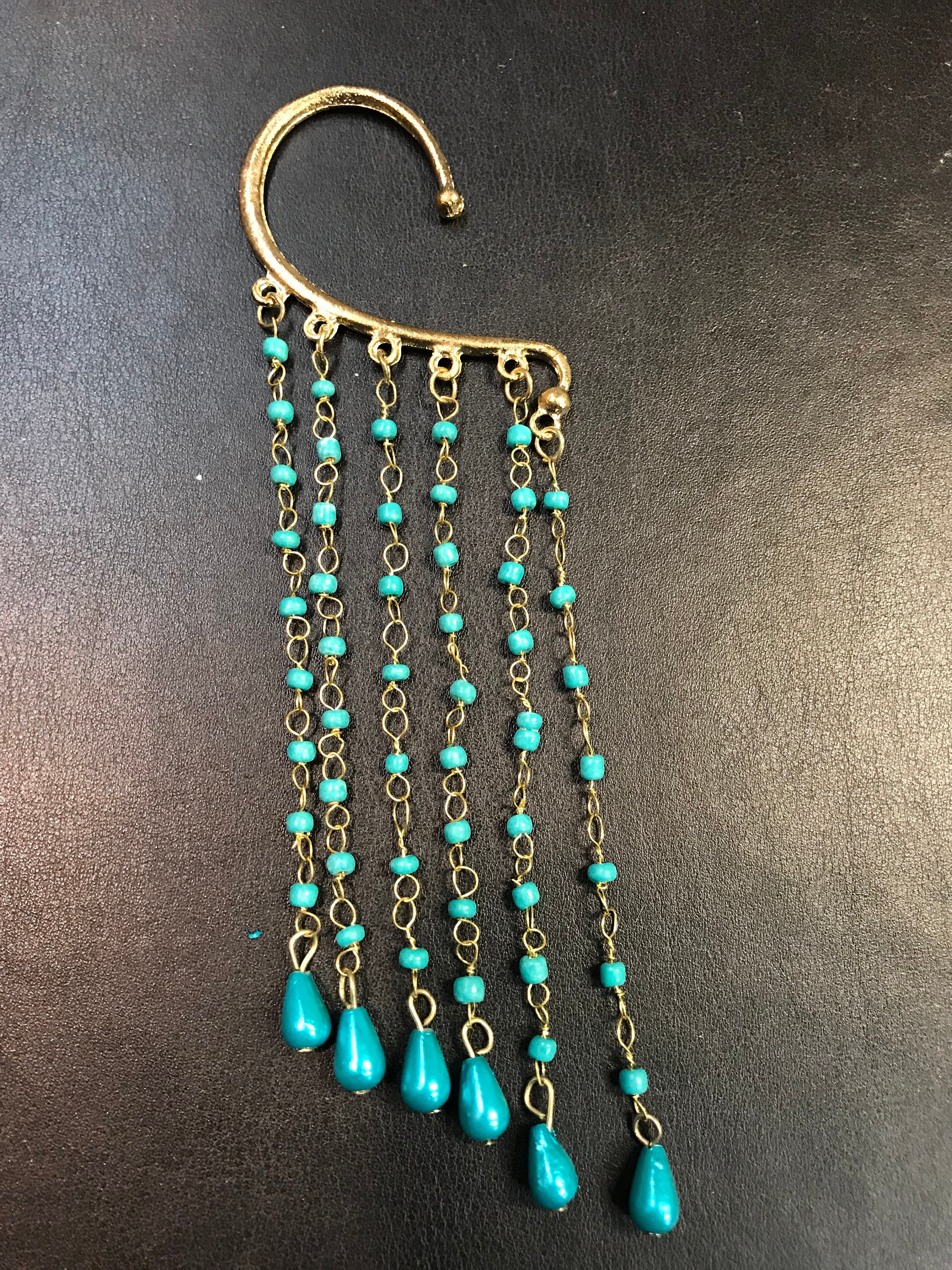 Bohemian ear cuff-Spike EAR Cuff-multicolored beaded Ear Jackets-Pride ...