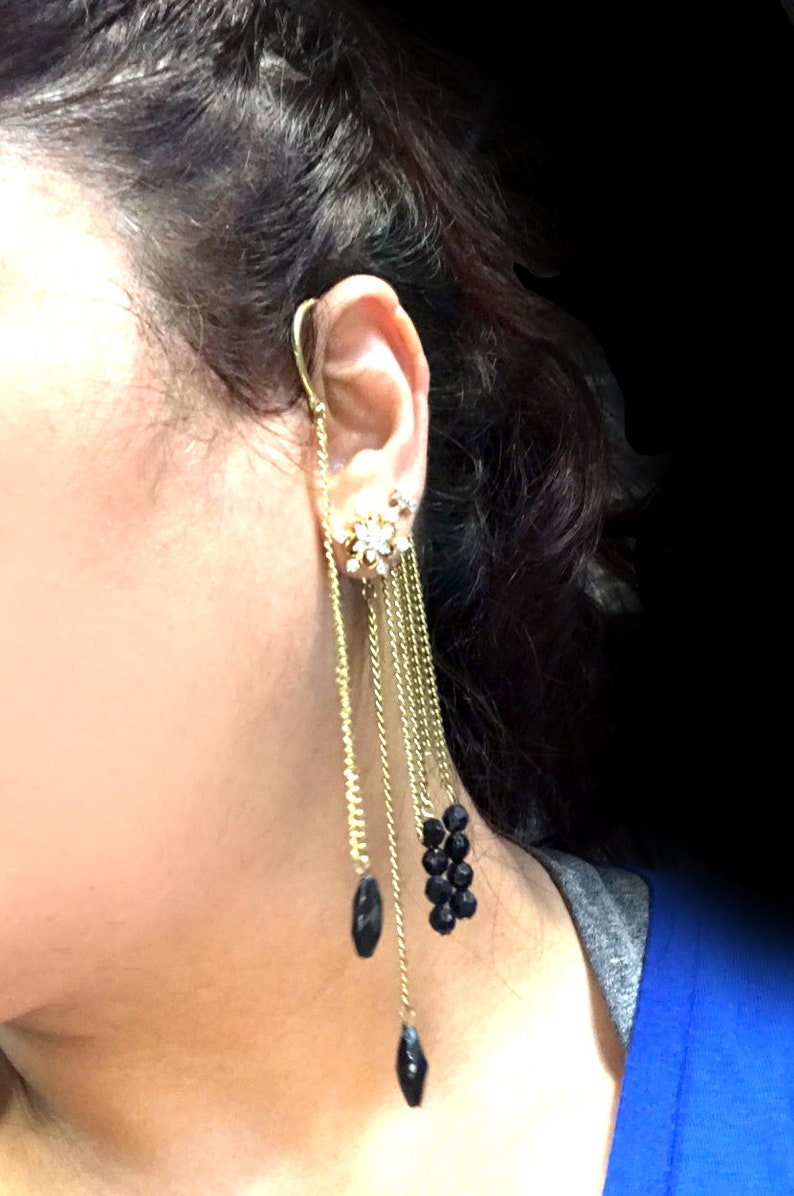 Spike EAR Cuff-bohemian Ear Cuffs,black Gold Ear Jackets,ear Climbers ...