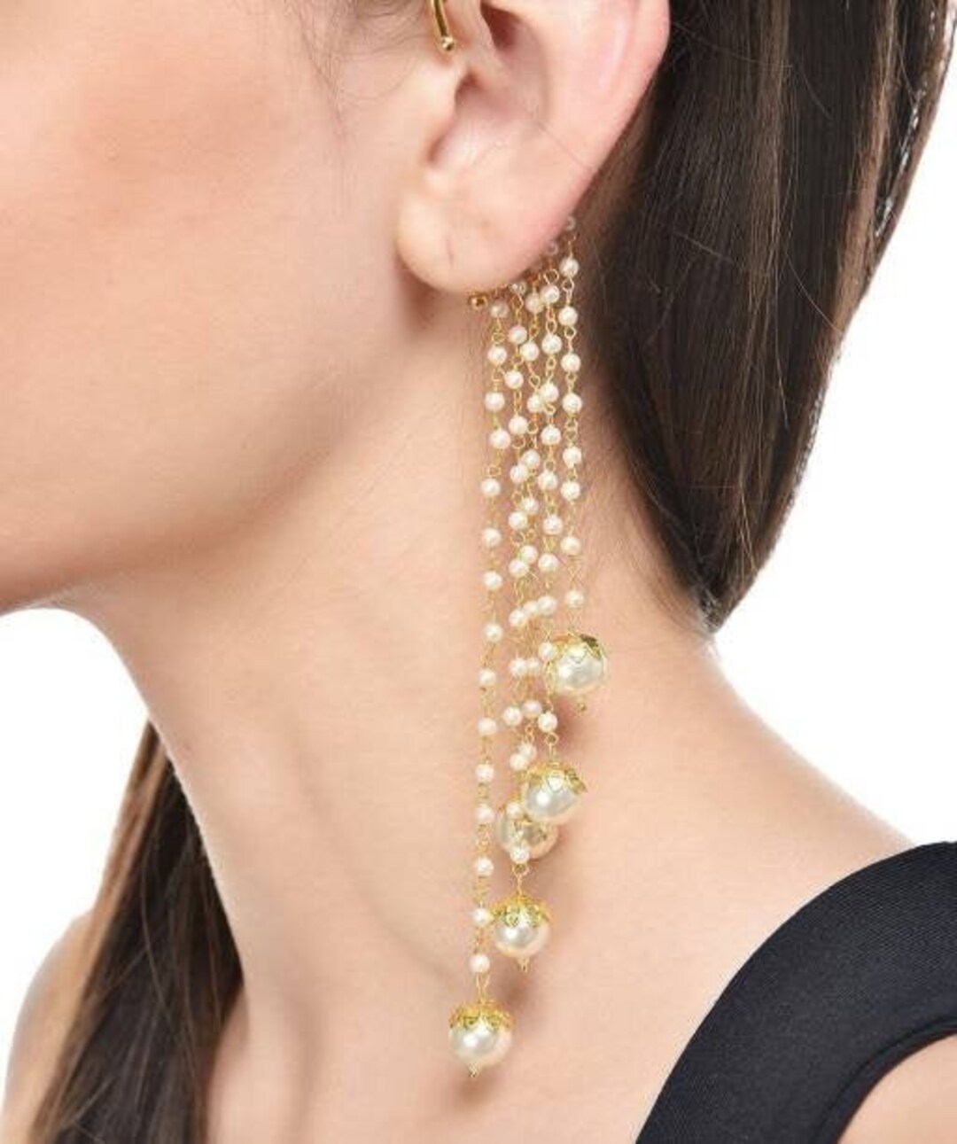 Bohemian Ear Cuff-pearl EAR Cuff-pearl Gold Ear Jackets-ear - Etsy