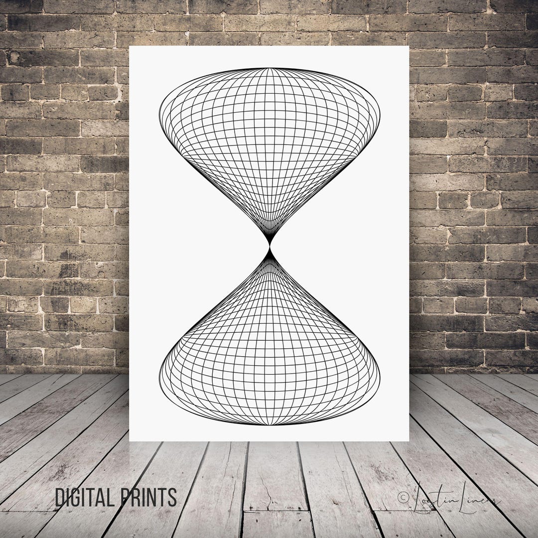 Wireframe Funnel Geometry Printable, Modern Abstract Wall Decor ...