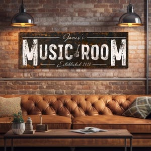 Music Room Decor Wall Art Recording Studio Vintage Sign Rustic Large ...
