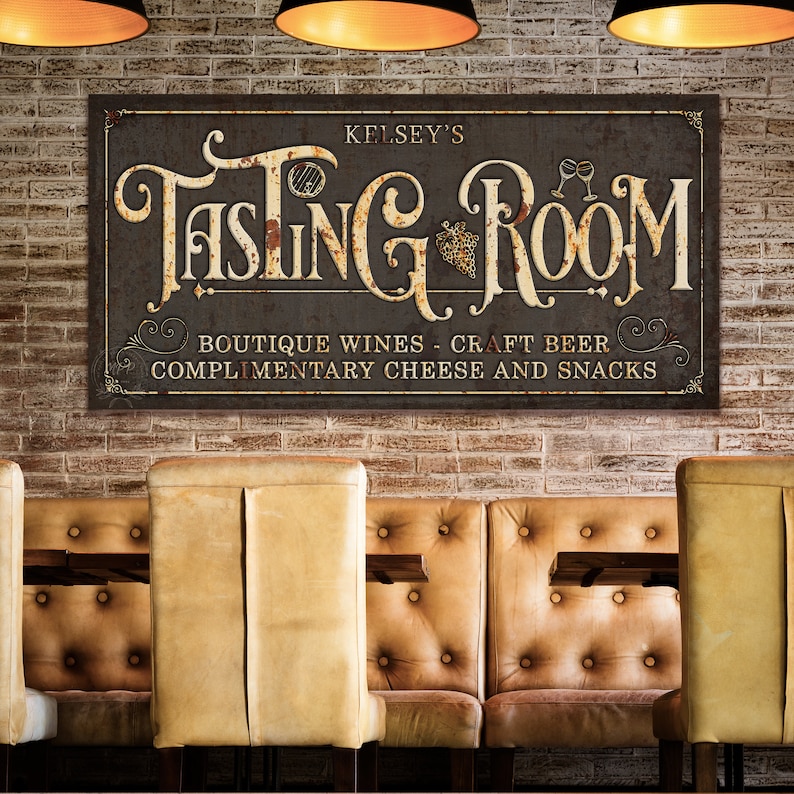 WINE ROOM Decor TASTING Room Sign Custom Wine Cellar in Vintage Faux ...