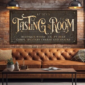WINE ROOM Decor TASTING Room Sign Custom Wine Cellar in Vintage Faux ...