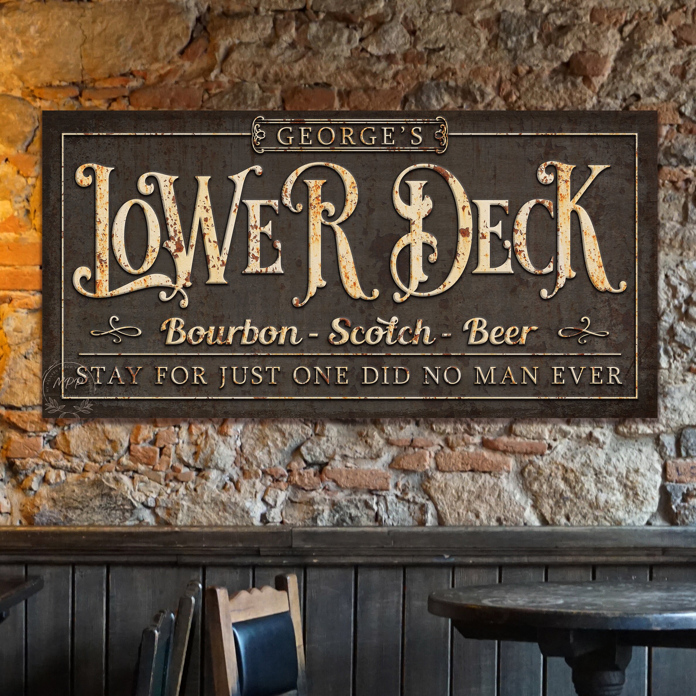 Basement Bar Decor Lower Deck Sign in Faux Rusted Metal CUSTOM ...