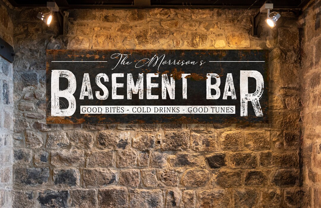 Basement Bar Sign Home Bar Wall Decor Custom Personalized Basement Bar ...