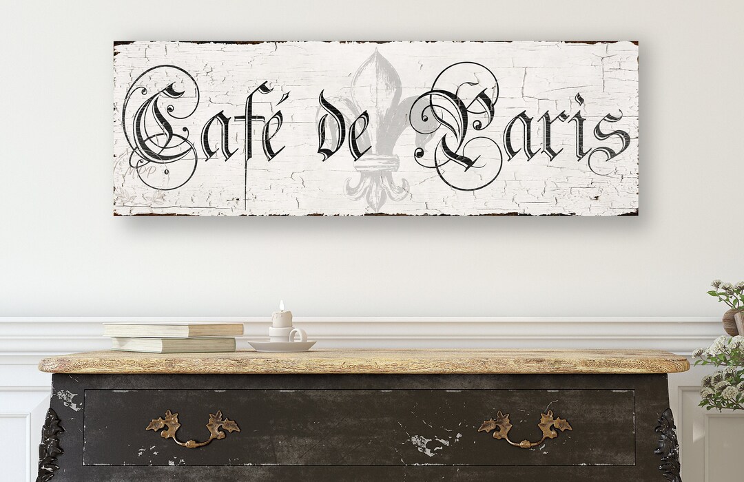 French Country Wall Decor CAFE DE PARIS Sign Vintage French Signs Wall ...