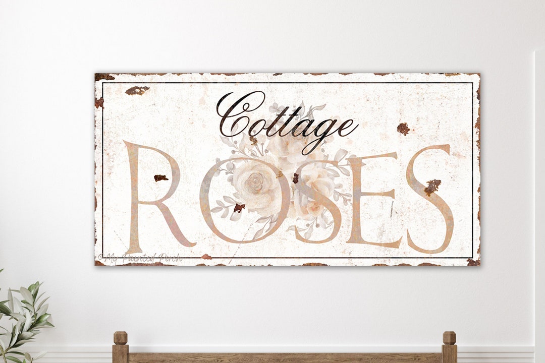 Cottagecore Decor Wall Art Cottage Roses Vintage Sign Home Decor Wall ...