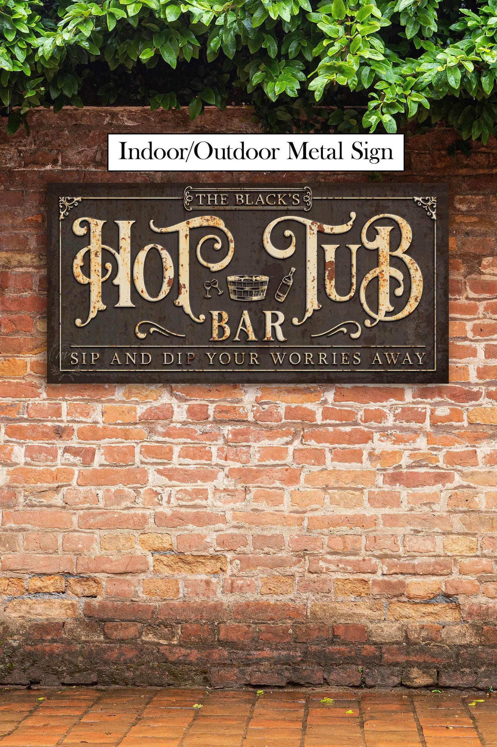 HOT TUB Sign Vintage Custom Personalized Wall Art Vintage Family Name ...