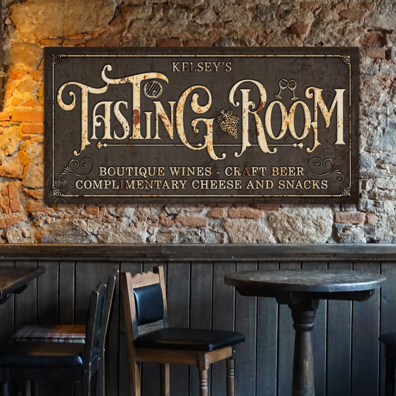 WINE ROOM Decor TASTING Room Sign Custom Wine Cellar in Vintage Faux ...