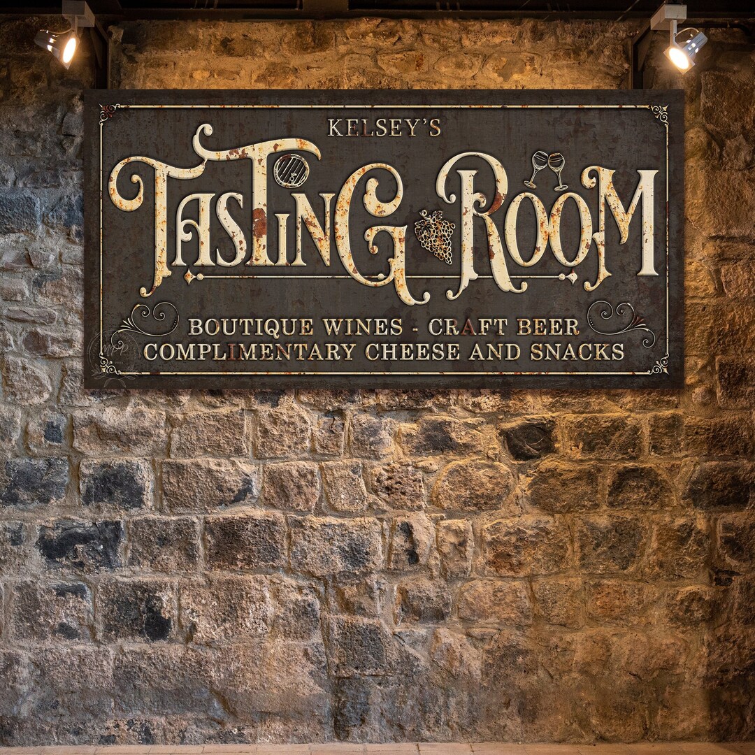 WINE ROOM Decor TASTING Room Sign Custom Wine Cellar in Vintage Faux ...