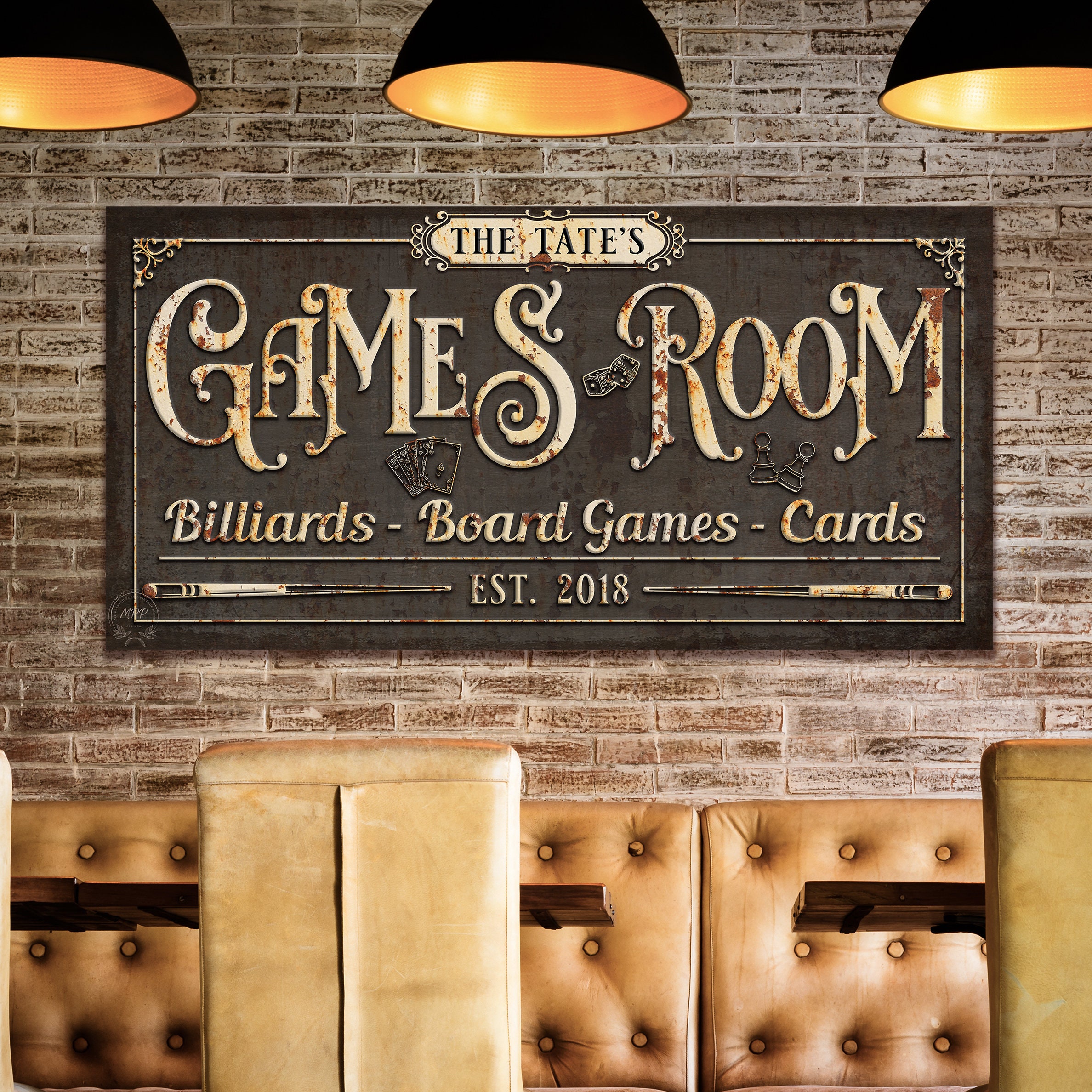 Custom PERSONALIZED Basement Home Bar GAMES ROOM Sign Vintage Large ...
