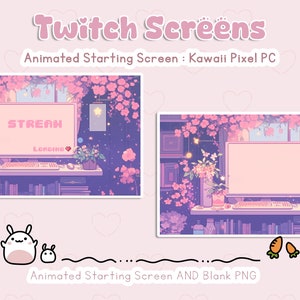 Twitch Animated Stream Screens Youtube Cute and Cozy Floral Pixel PC ...